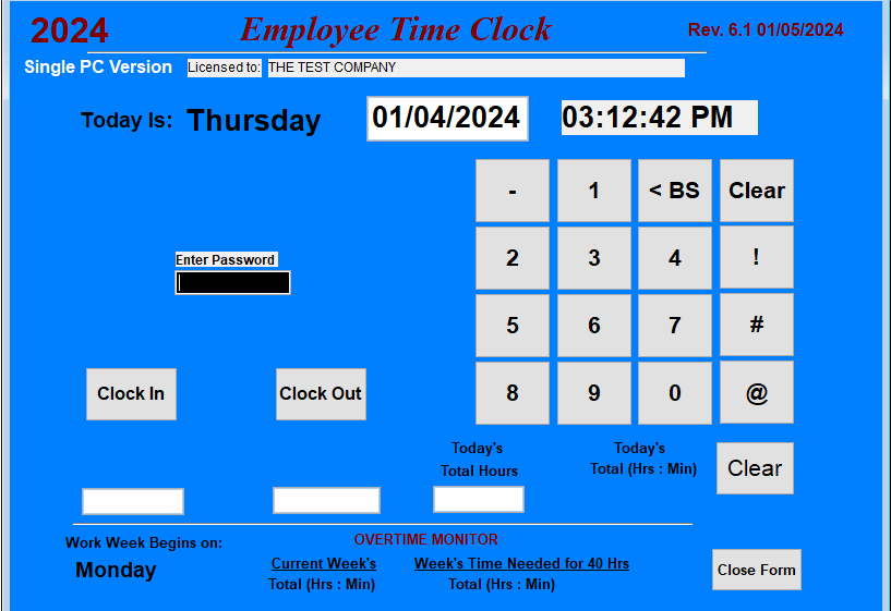 Computer Exposure | Time Clock